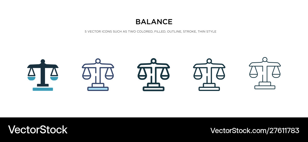 Balance icon in different style two colored and Vector Image