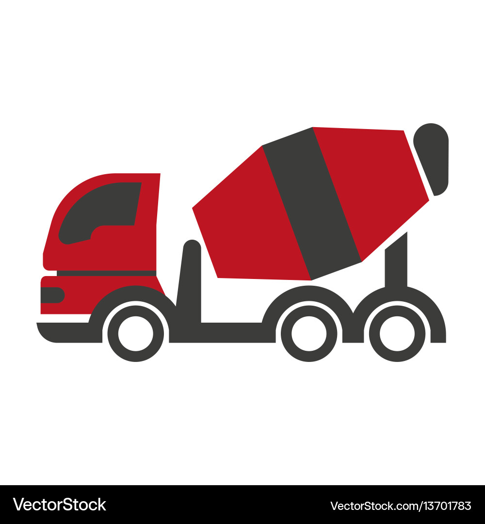 Bulk cement transport unit icon flat art design on