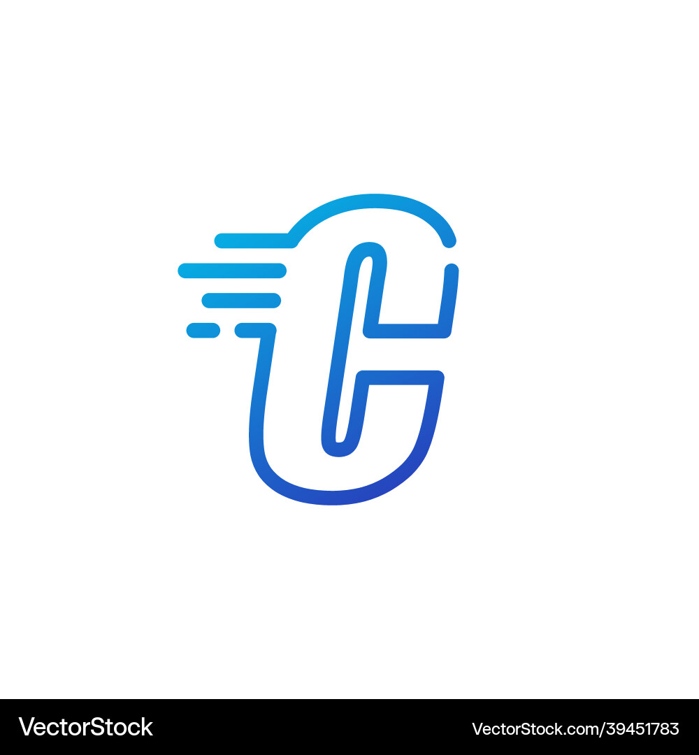 C letter dash fast quick digital mark line Vector Image