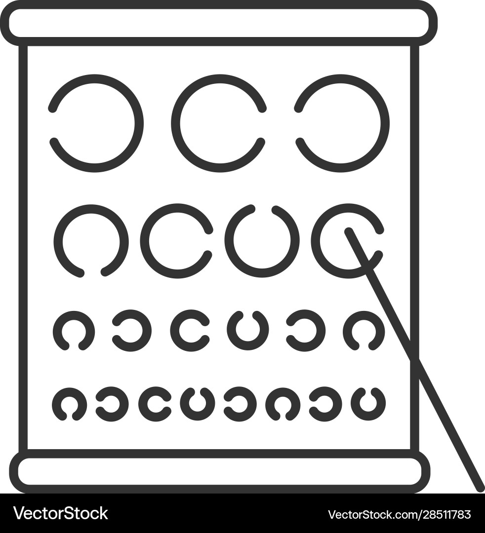 Eye exam chart linear icon Royalty Free Vector Image