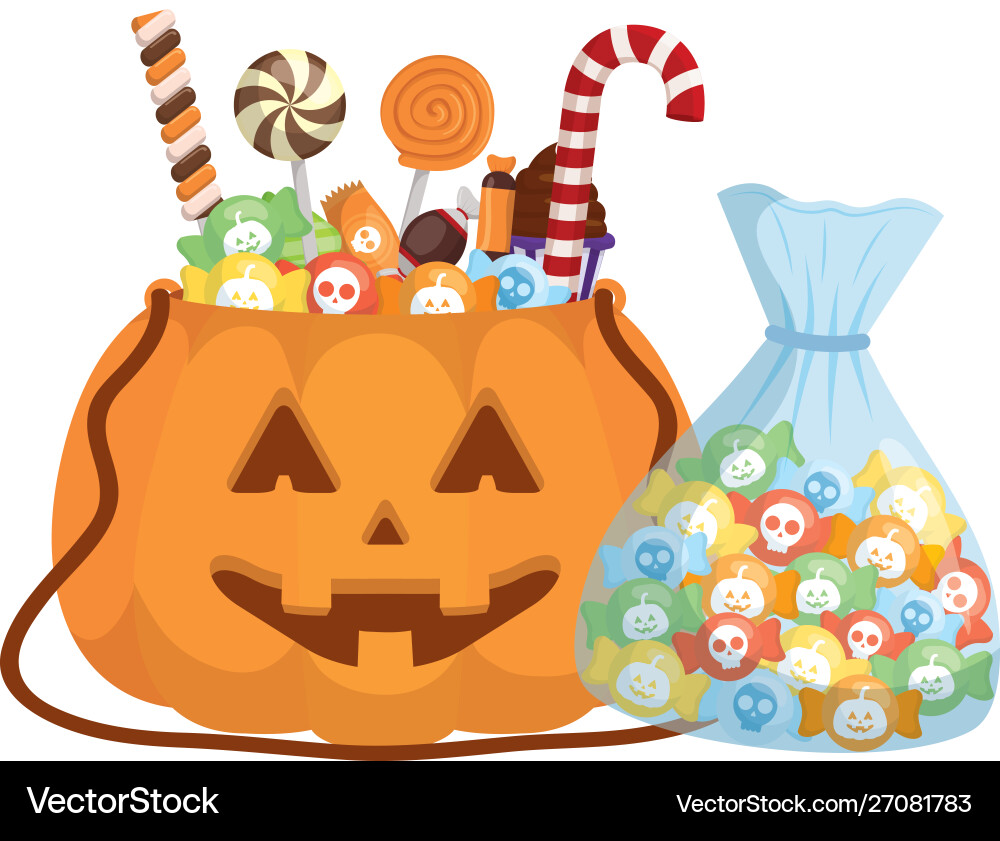 Halloween candies and pumpkin design Royalty Free Vector