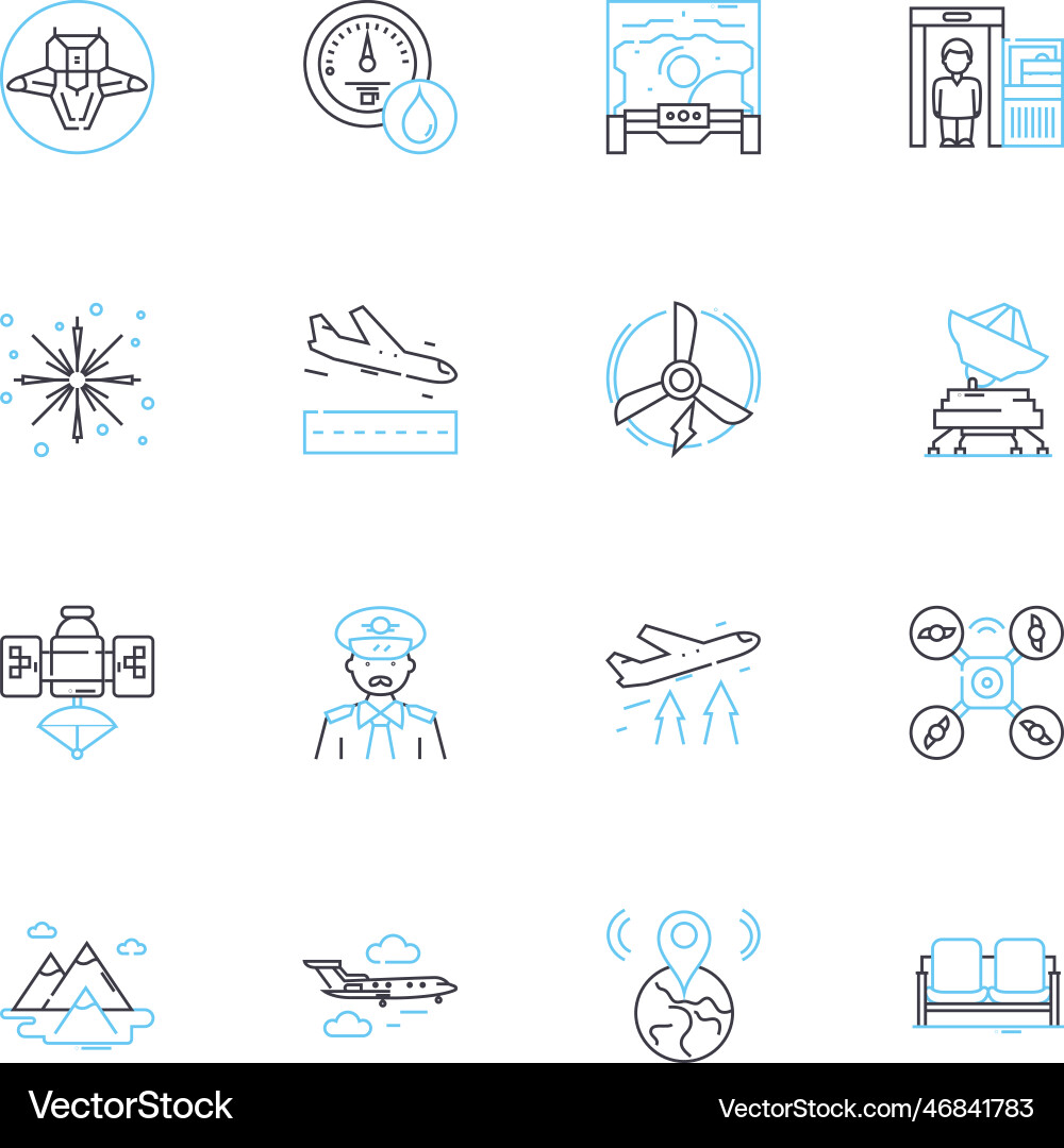 Helicopter linear icons set rotor turbines Vector Image