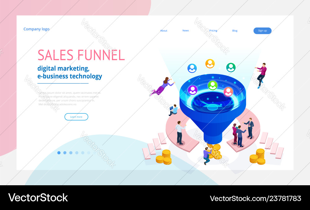 Isometric online funnel generation sales customer Vector Image
