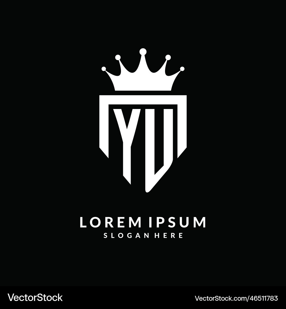 Letter yu logo monogram emblem style with crown Vector Image