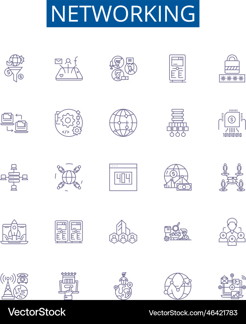 Networking line icons signs set design collection Vector Image