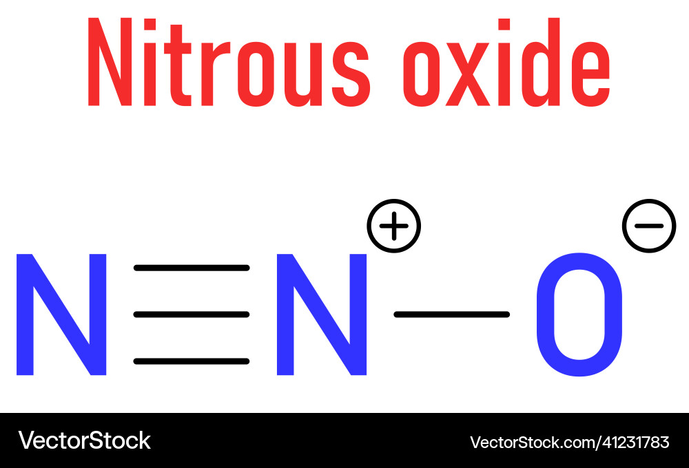 Nitrous oxide or nos laughing gas n2o molecule Vector Image