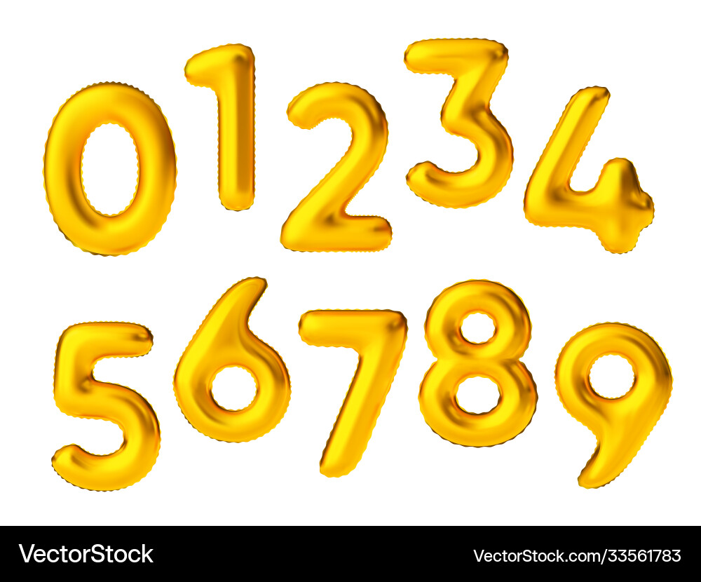 Realistic golden air balloon numbers float Vector Image