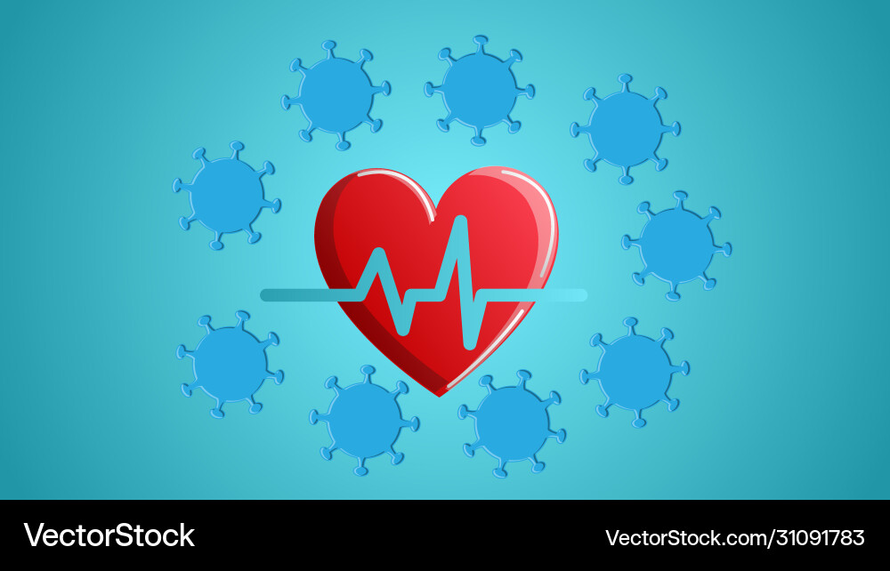Red heart with a pulse cardiogram and deadly Vector Image