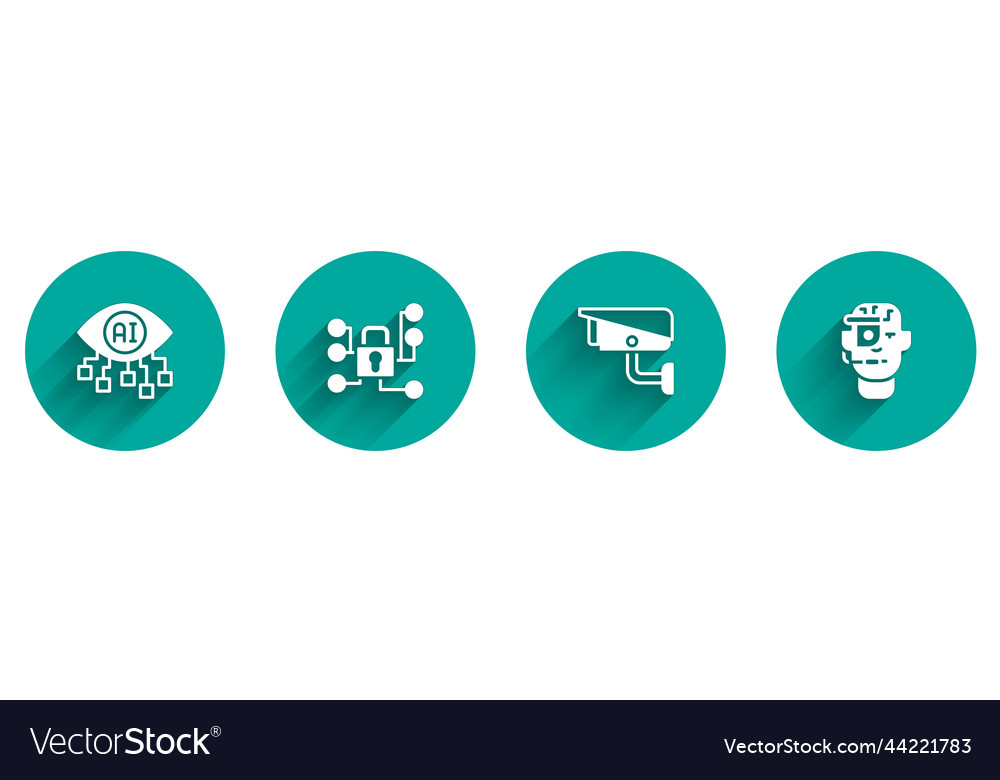 Set computer vision cyber security security Vector Image