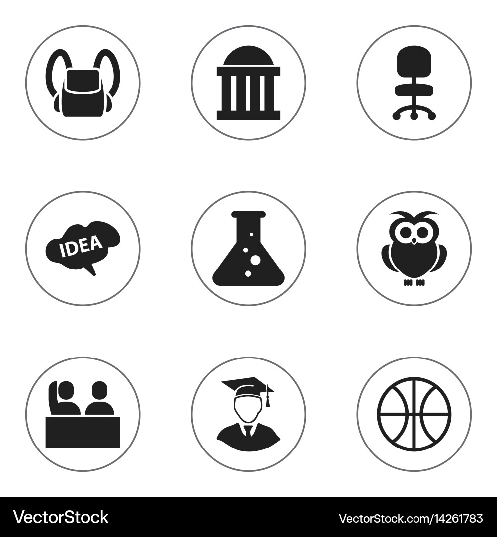 Set of 9 editable university icons includes Vector Image