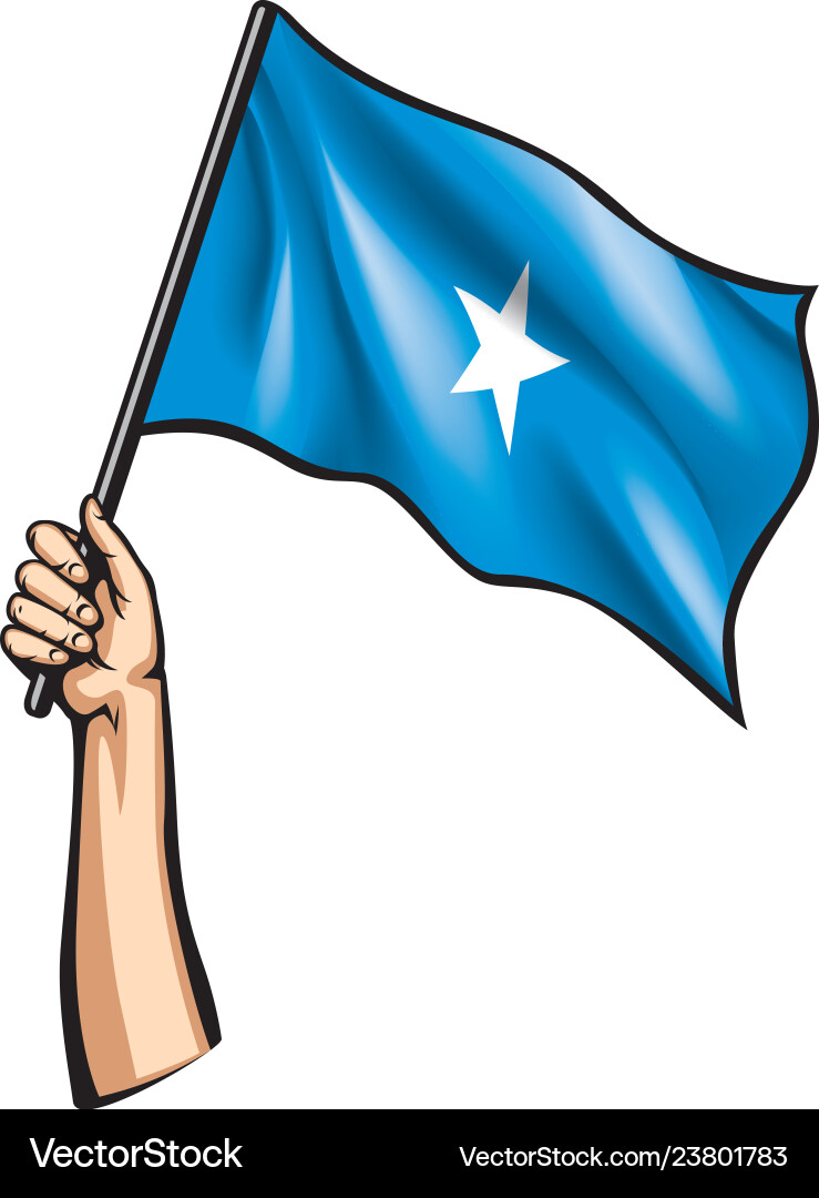 Somalia flag and hand on white background Vector Image
