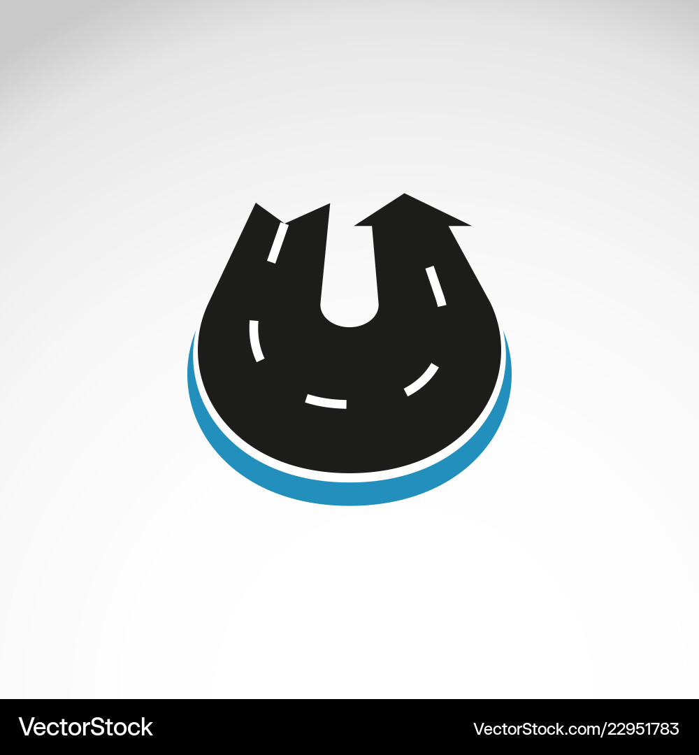 Turn back road sign with markings Royalty Free Vector Image