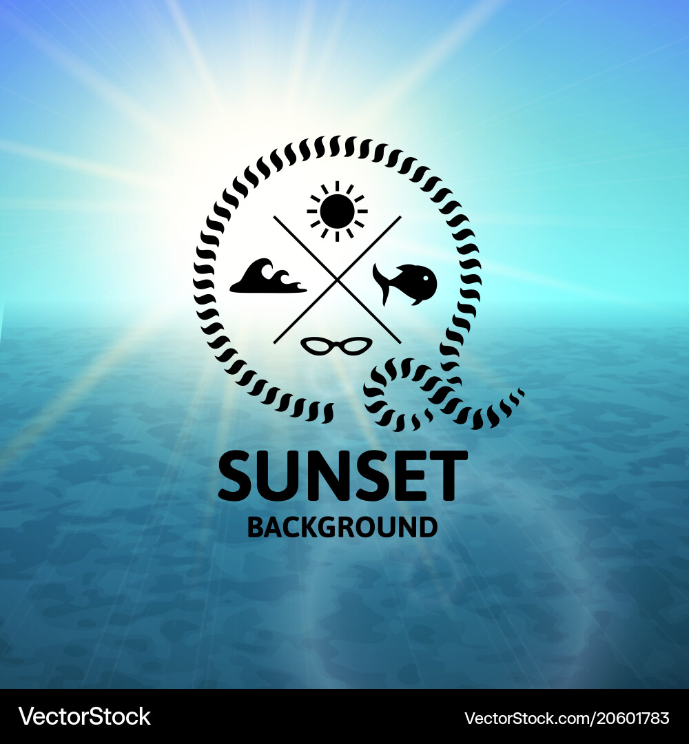 Turquoise sunset with blue water sea surface Vector Image