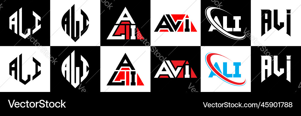 Ali letter logo design in six style polygon Vector Image