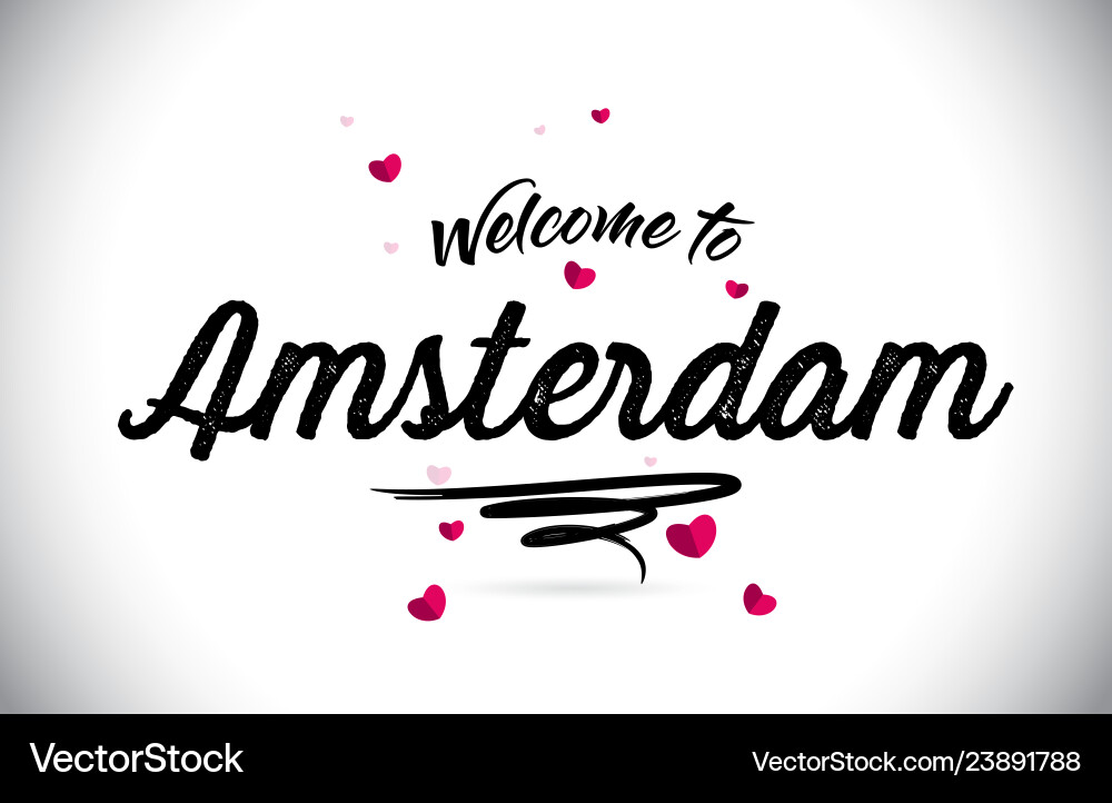 Amsterdam welcome to word text with handwritten Vector Image
