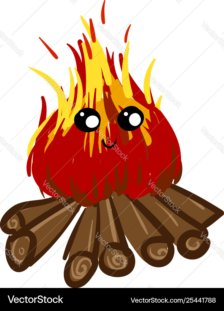 Cartoon fire with face hand drawn design Vector Image