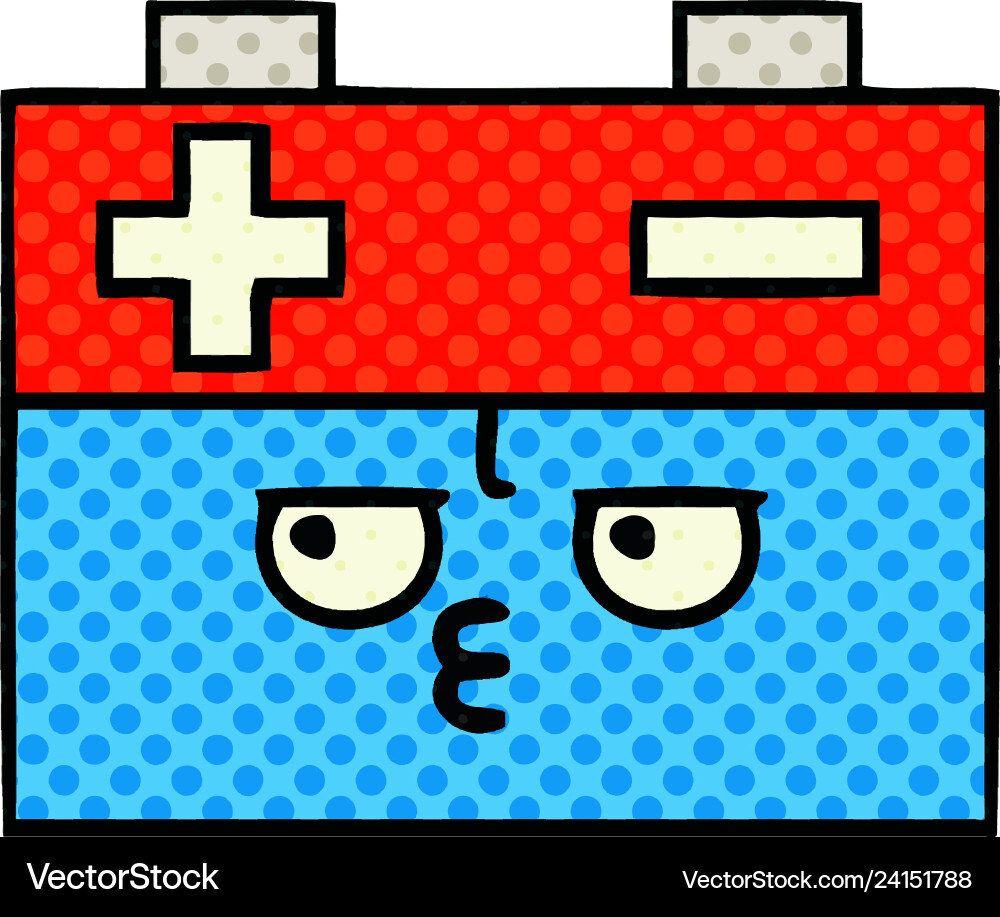 Comic book style cartoon car battery Royalty Free Vector