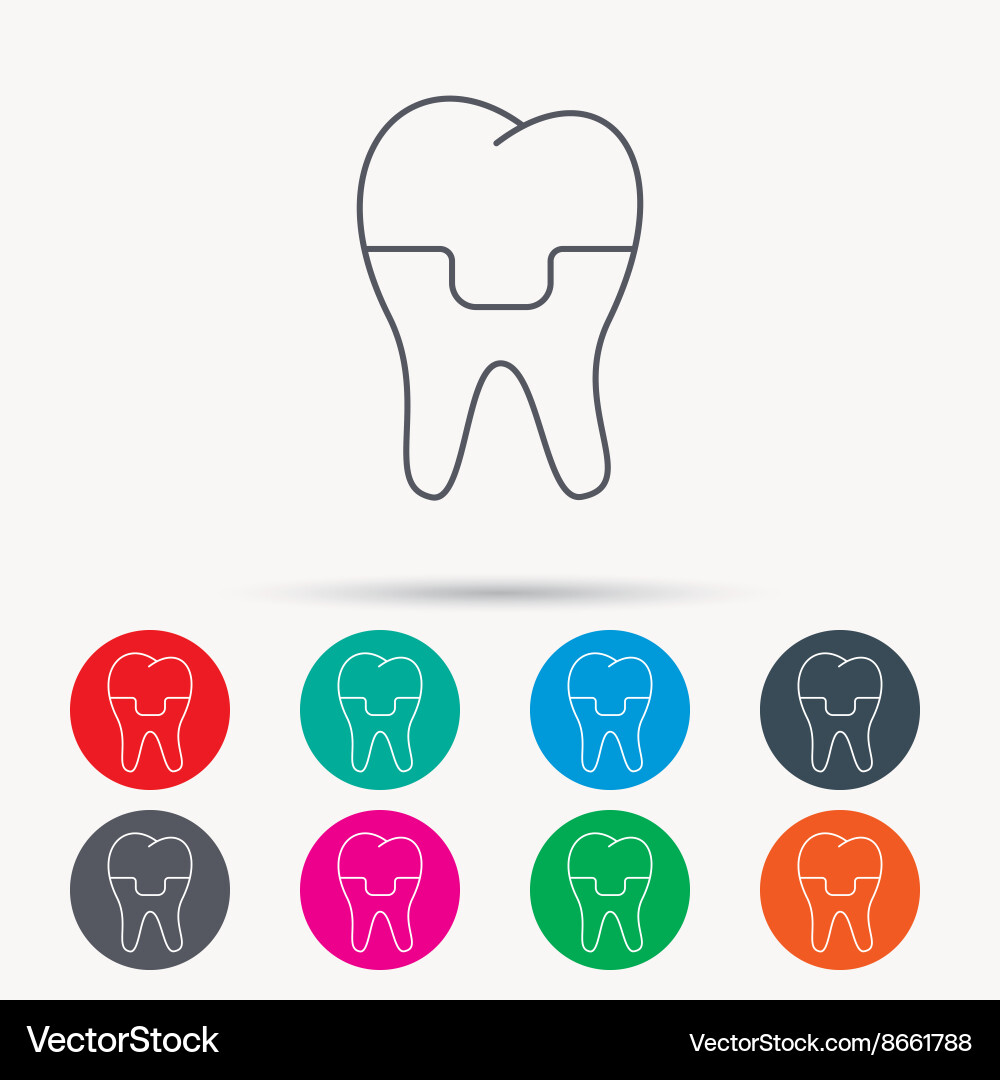 Dental crown icon tooth prosthesis sign Royalty Free Vector