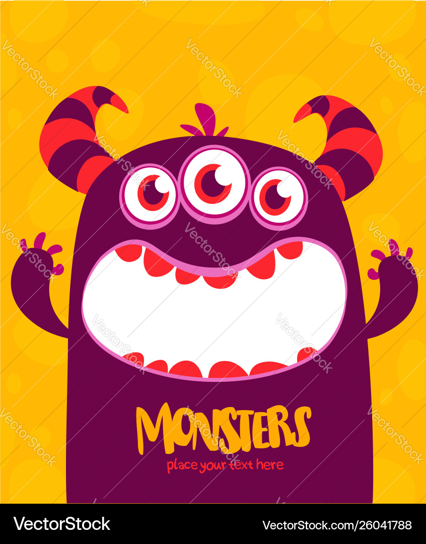 Halloween monster alien with three eyes Royalty Free Vector