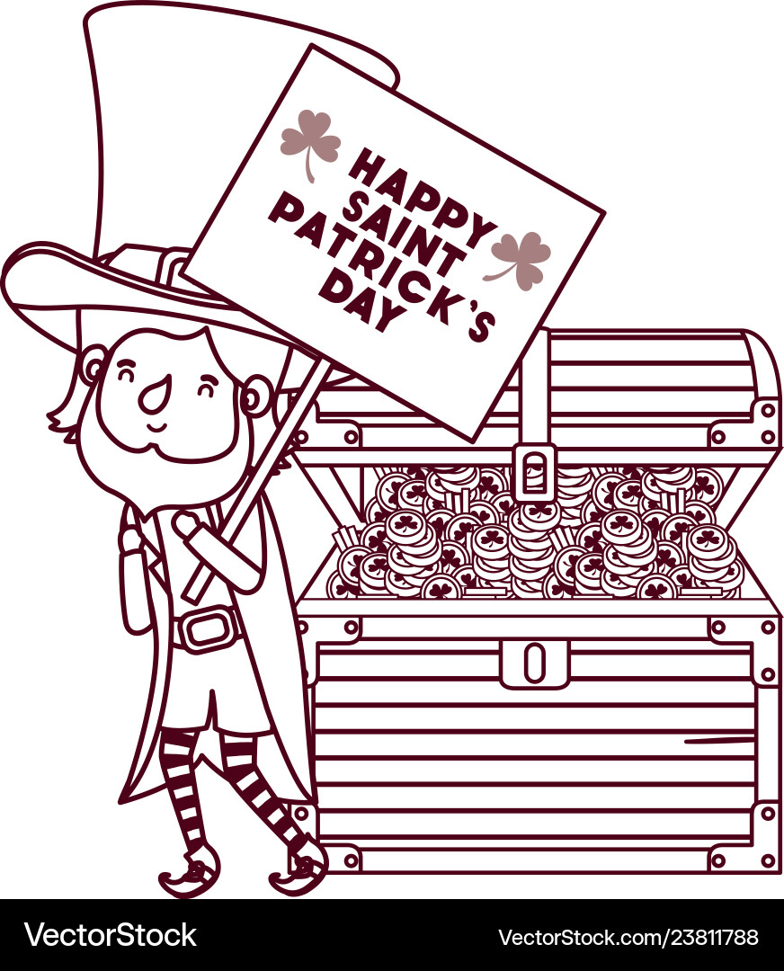 Happy saint patricks day label with leprechaun Vector Image