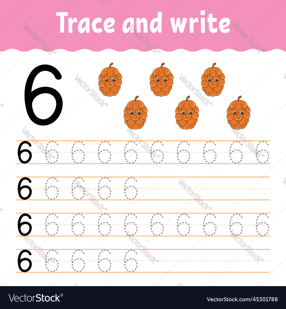 Learn numbers trace and write handwriting Vector Image