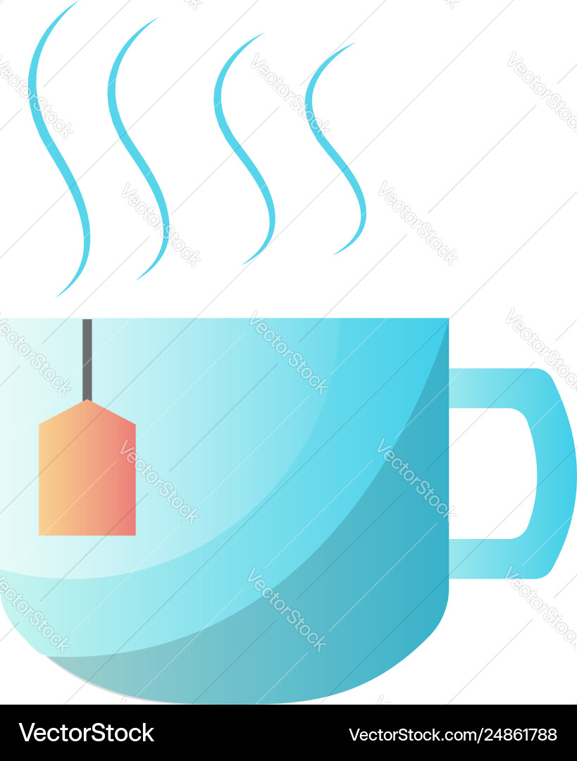 Light blue tea cup on white background Royalty Free Vector