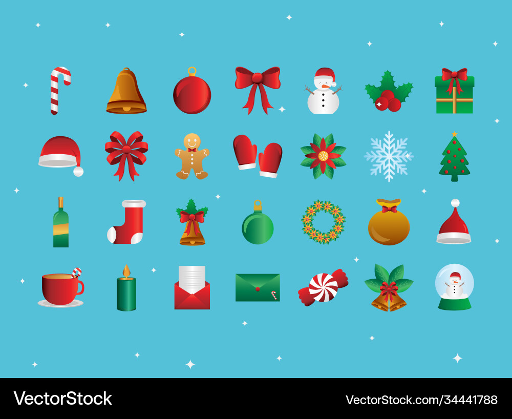 Merry christmas symbol set design Royalty Free Vector Image