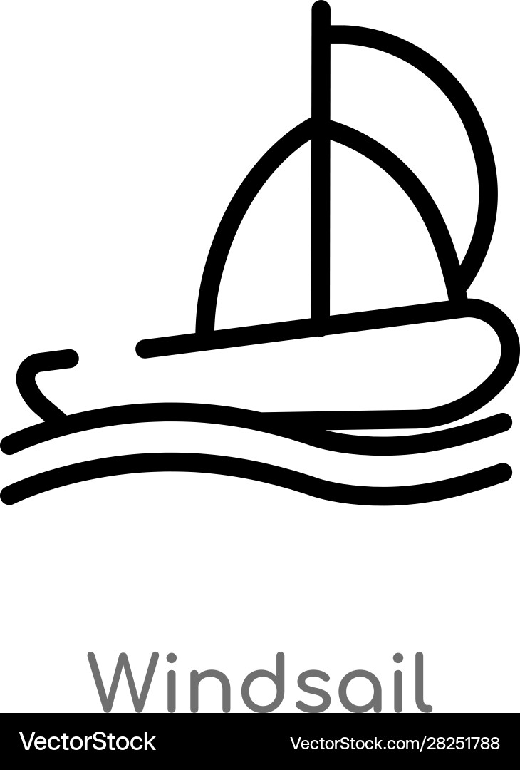 Outline windsail icon isolated black simple line Vector Image