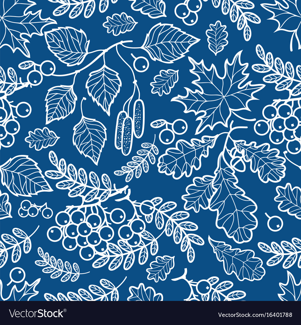 Seamless pattern autumn deciduous ornament Vector Image Seamless pattern autumn deciduous ornament Vector Image