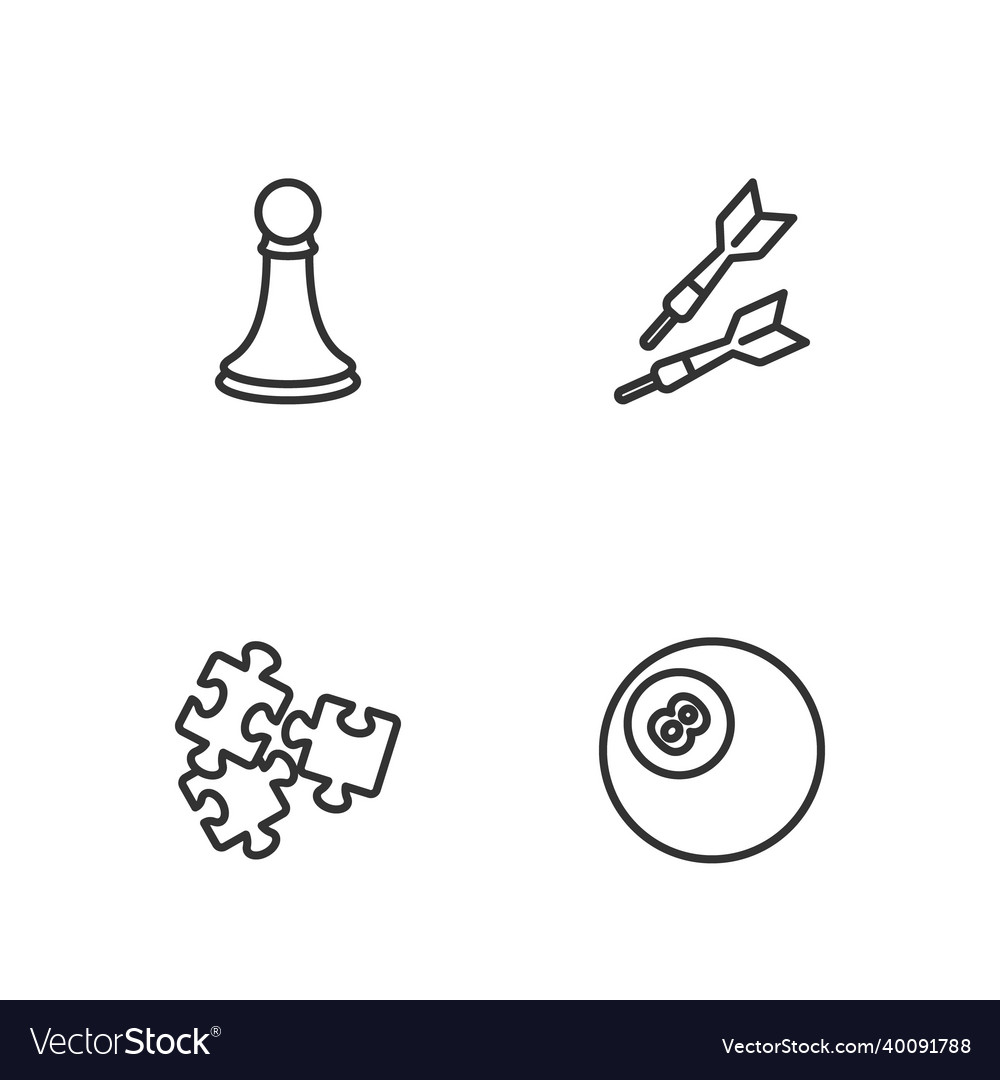 Set Line Billiard Pool Snooker Ball Puzzle Pieces Vector Image 
