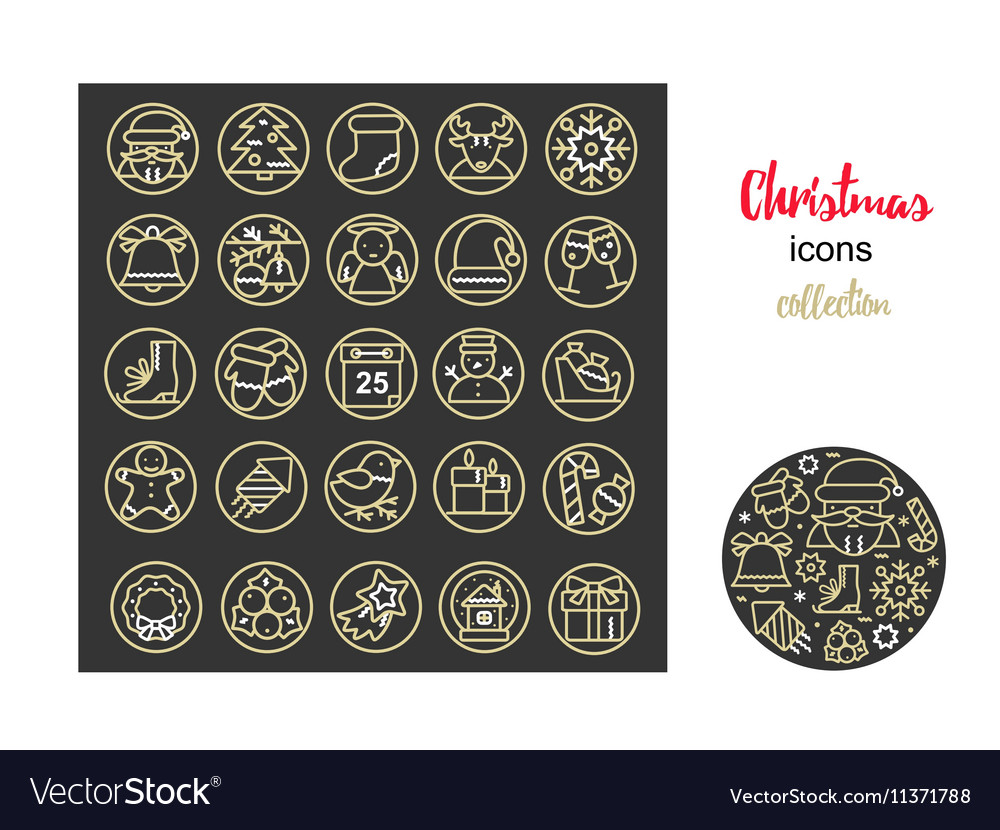 Set of thin line icons for christmas Royalty Free Vector