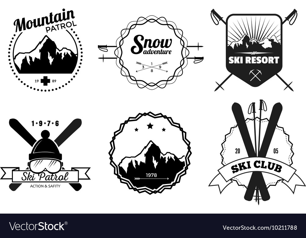 Ski resort emblems Royalty Free Vector Image - VectorStock