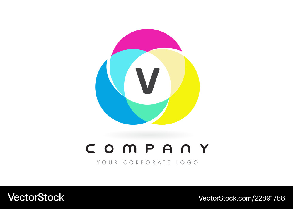 V colorful circular letter design with rainbow Vector Image