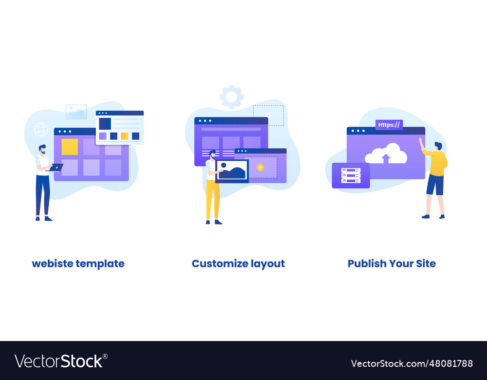 Website builder concept set Royalty Free Vector Image