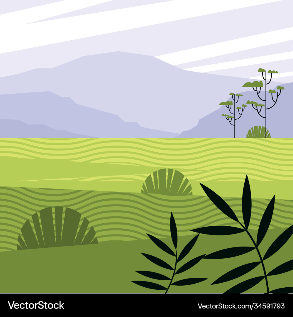 Beautiful landscape scene with field Royalty Free Vector