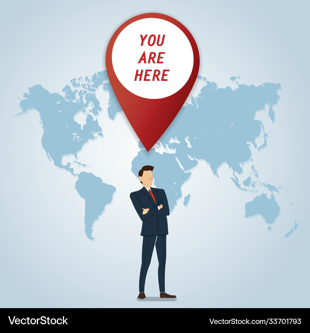 Businessman with pin location icon Royalty Free Vector Image