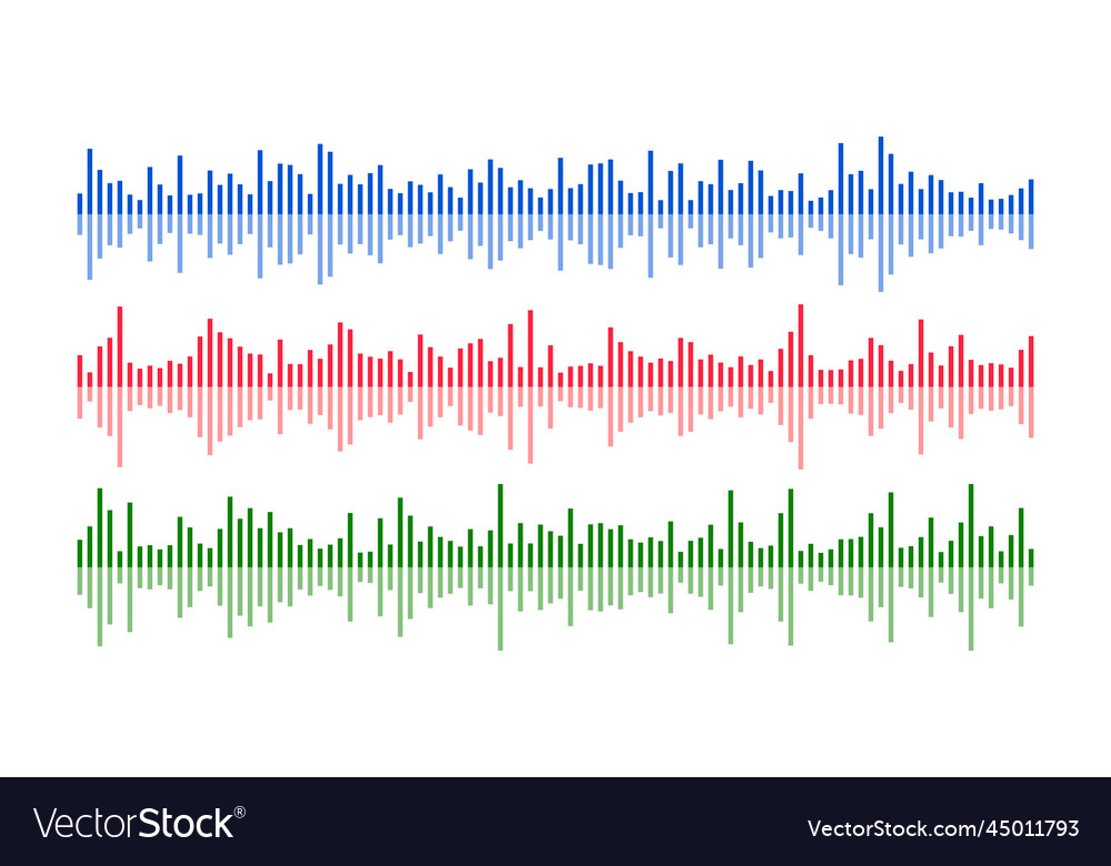 Colored sound wave bars set music podcast audio Vector Image