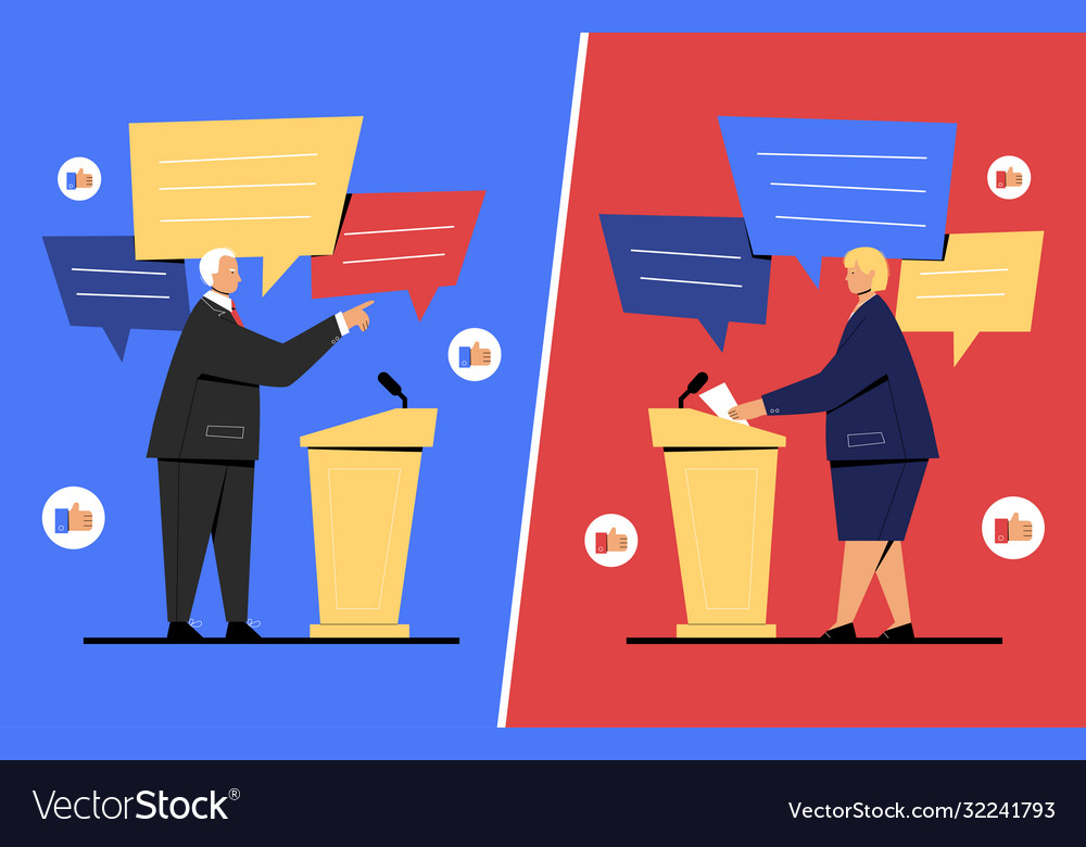 Debate between two Royalty Free Vector Image - VectorStock