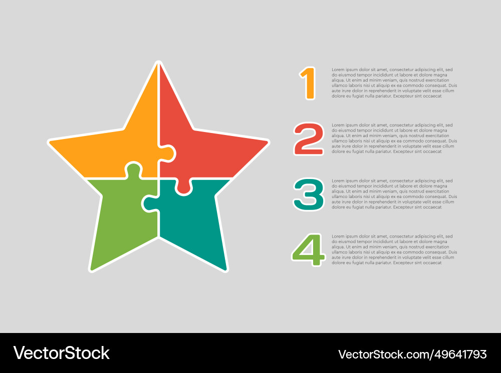 Diagram infographic 4 steps star puzzle Royalty Free Vector