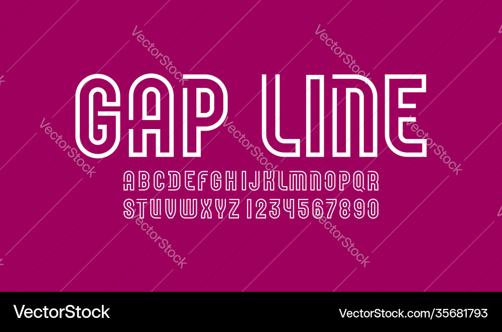 Font from white line with gap trendy alphabet Vector Image
