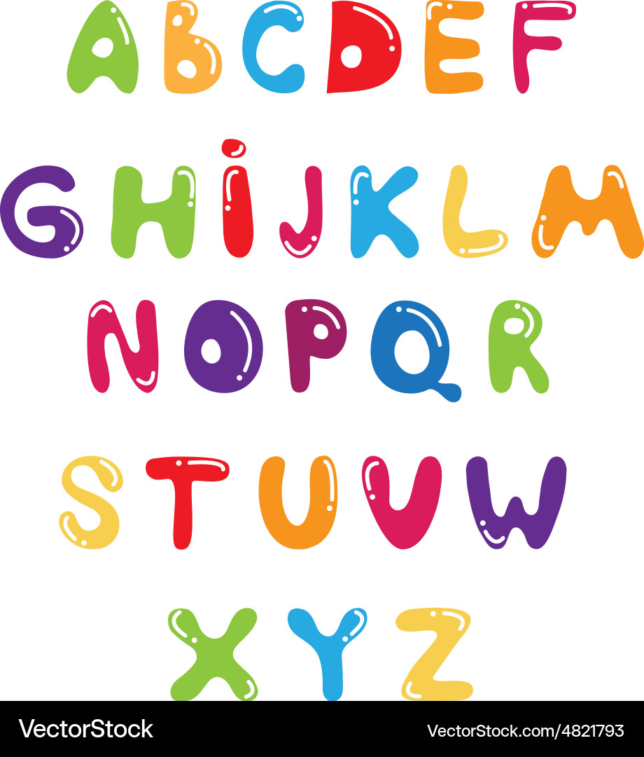 Funny Kids Colorful Alphabet Royalty Free Vector Image