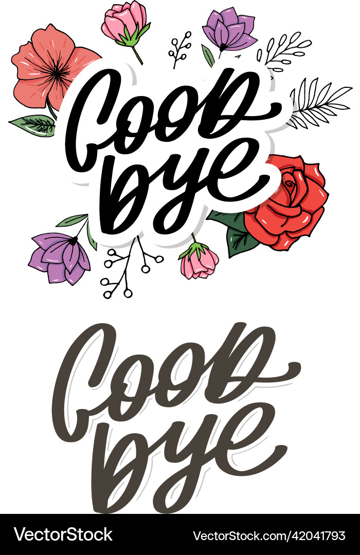 Good bye calligraphic lettering on yellow blot Vector Image