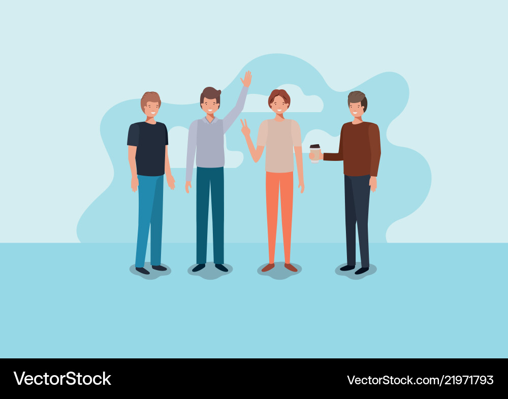Group of men drinking coffee Royalty Free Vector Image