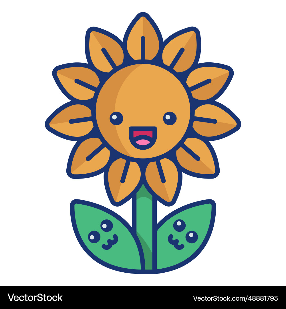 Happy sunflower cartoon Royalty Free Vector Image