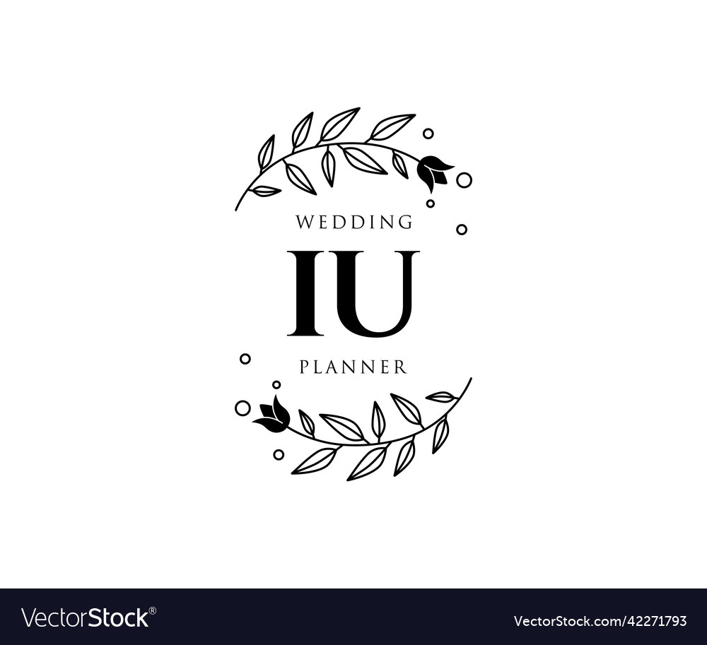 Iu initials letter wedding monogram logos Vector Image