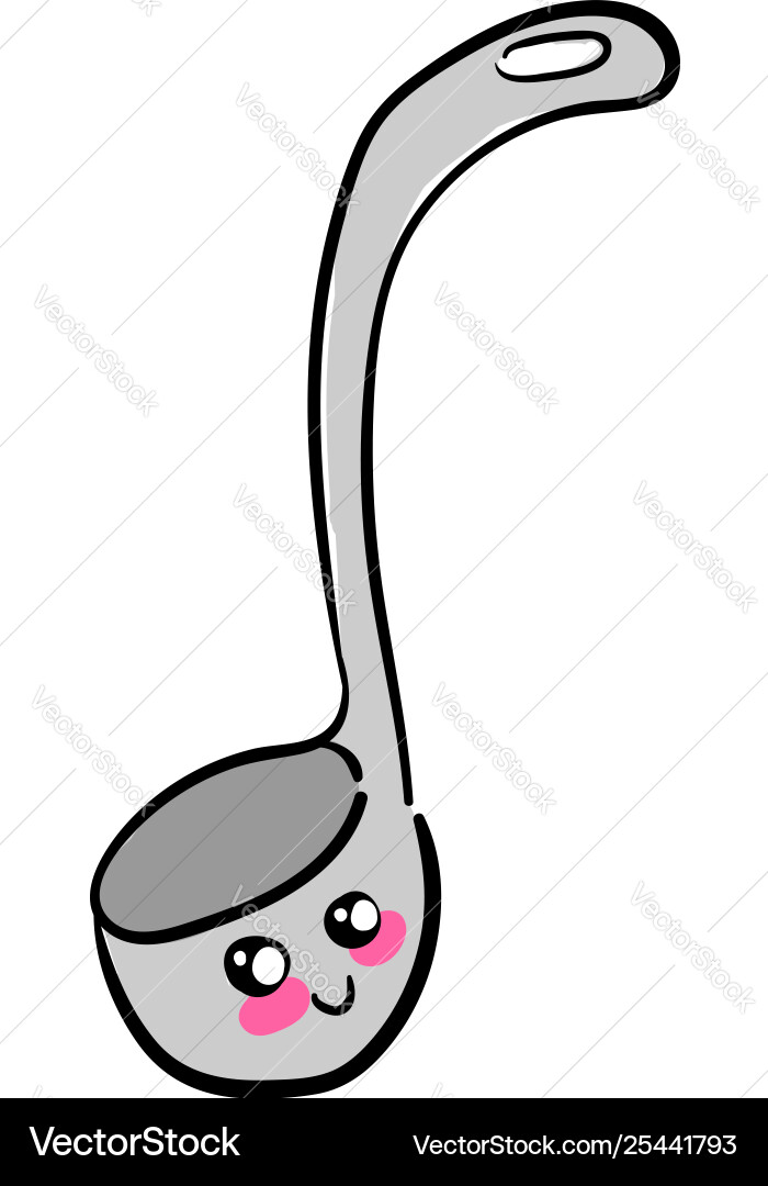 Ladle with face character hand drawn design Vector Image