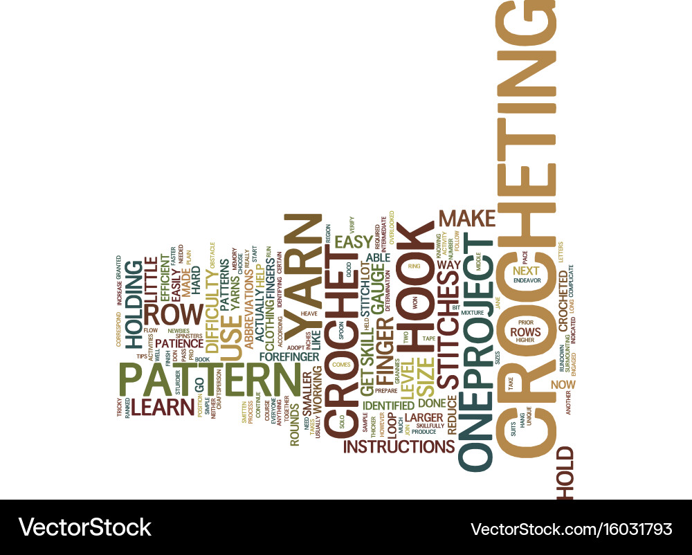 Learn to crochet text background word cloud Vector Image