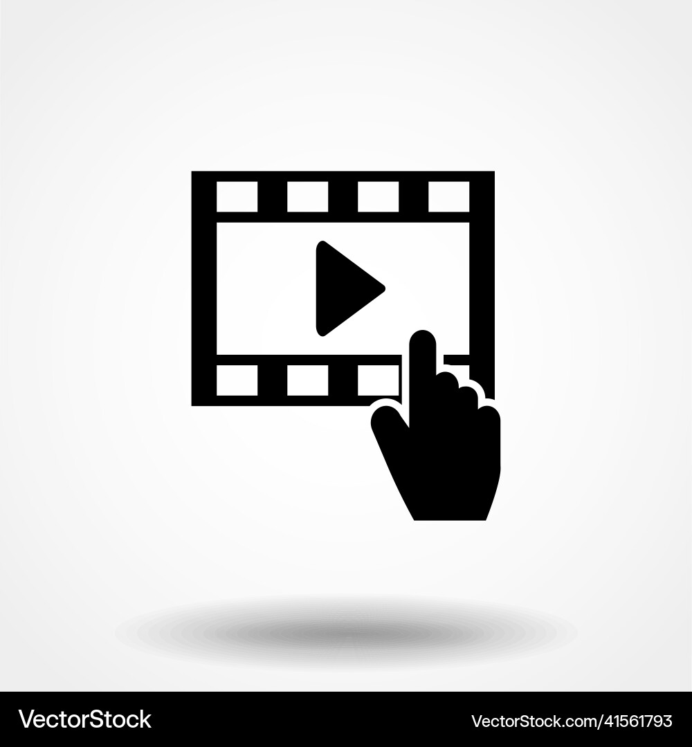 Online video icon - hand touch on video player Vector Image