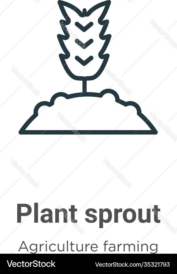 Plant sprout outline icon thin line black Vector Image