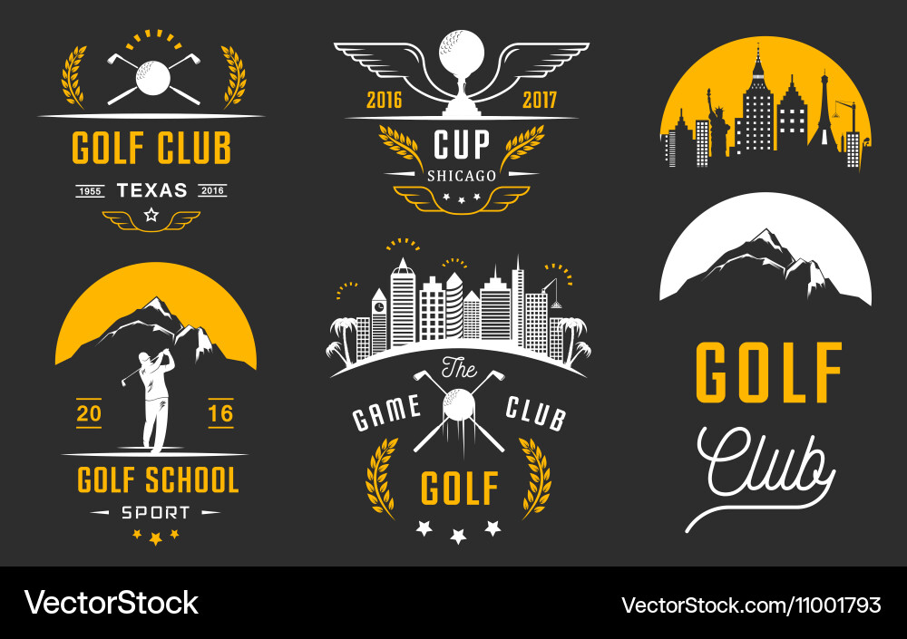 Set of golf logo labels and emblems Royalty Free Vector